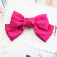 China Wholesale Satin Silk Big Hair Bow Clip 21cmx13cm Women Girls Hair Accessories Handmade for sale