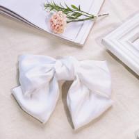 China Wholesale Satin Silk Big Hair Bow Clip 21cmx13cm Women Girls Hair Accessories Handmade for sale