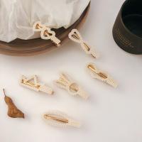 China Silver Pearl Hair Clips for Women 7cm Duck Bill Side Clips Korean Style BB Cute Headdress Accessories for sale