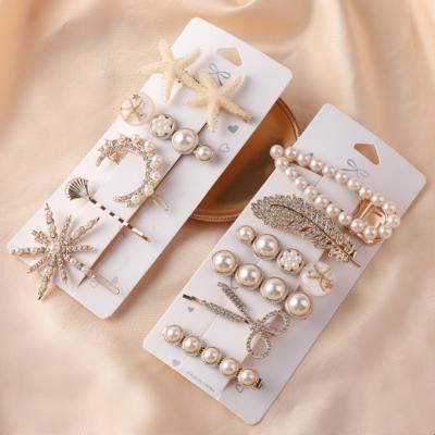 China Pearl Geometric Hair Clip Set Alloy Metal Hair Pins for Women Girls Daily Wear 4pcs for sale