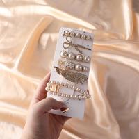 China Pearl Geometric Hair Clip Set Alloy Metal Hair Pins for Women Girls Daily Wear 4pcs for sale