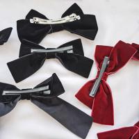 China Velvet Bow Bobby Pin Hair Clip 8cm Duckbill Clip for Girls Fashion Hair Accessories for sale