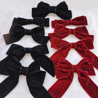 China Velvet Bow Bobby Pin Hair Clip 8cm Duckbill Clip for Girls Fashion Hair Accessories for sale