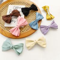 China Wholesale Bowknot Hair Spring Clip 14cm Alloy Metal Hairpin for Women Girls Cute Bangs for sale