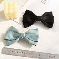 China Wholesale Bowknot Hair Spring Clip 14cm Alloy Metal Hairpin for Women Girls Cute Bangs for sale
