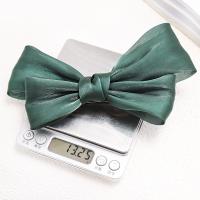 China Korean College Style Bow Spring Hair Clip 18cm Alloy Cloth Decorative Hairpin for Women Thin Hair for sale