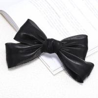 China Korean College Style Bow Spring Hair Clip 18cm Alloy Cloth Decorative Hairpin for Women Thin Hair for sale