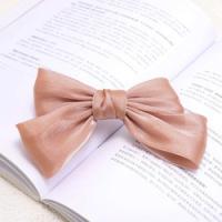 China Korean College Style Bow Spring Hair Clip 18cm Alloy Cloth Decorative Hairpin for Women Thin Hair for sale