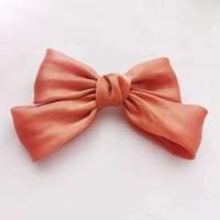 China Korean College Style Bow Spring Hair Clip 18cm Alloy Cloth Decorative Hairpin for Women Thin Hair for sale