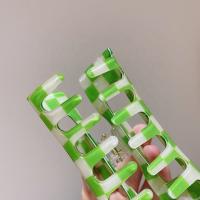 China 3 Inch Checkerboard Hair Claw Clip PVC Metal Strong Grip Hair Accessories for Women for sale