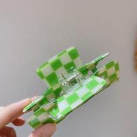 China 3 Inch Checkerboard Hair Claw Clip PVC Metal Strong Grip Hair Accessories for Women for sale