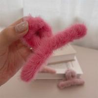 China Plastic Fur Hair Claw Clips for Women 11cm Solid Color Big Trendy Thick Hair Clamp for sale