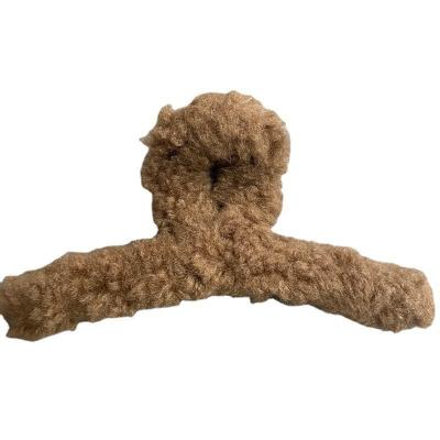 China Faux Fur Hair Claw Clip 13cm Large Size Winter Warm Plush Hair Accessories for Thick Hair for sale