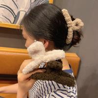 China Faux Fur Hair Claw Clip 13cm Large Size Winter Warm Plush Hair Accessories for Thick Hair for sale