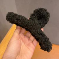 China Faux Fur Hair Claw Clip 13cm Large Size Winter Warm Plush Hair Accessories for Thick Hair for sale