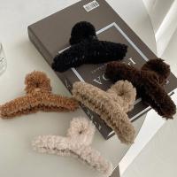 China Korean Lamb Wool Plush Hair Claw Clip for Women 11cm Strong Grip Acrylic for sale