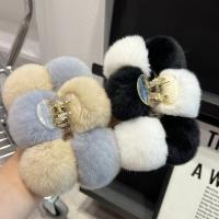 China Plush Faux Fur Hair Claw Clip 15cm Fluffy Wool Ball Winter Hair Accessories for Thick Hair for sale