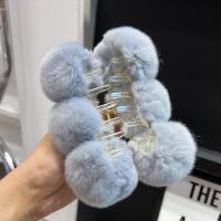 China Plush Faux Fur Hair Claw Clip 15cm Fluffy Wool Ball Winter Hair Accessories for Thick Hair for sale