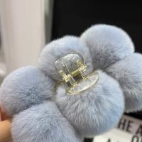 China Plush Faux Fur Hair Claw Clip 15cm Fluffy Wool Ball Winter Hair Accessories for Thick Hair for sale