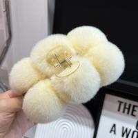 China Plush Faux Fur Hair Claw Clip 15cm Fluffy Wool Ball Winter Hair Accessories for Thick Hair for sale