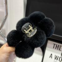 China Plush Faux Fur Hair Claw Clip 15cm Fluffy Wool Ball Winter Hair Accessories for Thick Hair for sale