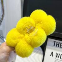 China Plush Faux Fur Hair Claw Clip 15cm Fluffy Wool Ball Winter Hair Accessories for Thick Hair for sale