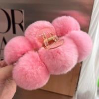 China Plush Faux Fur Hair Claw Clip 15cm Fluffy Wool Ball Winter Hair Accessories for Thick Hair for sale