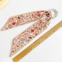 China Printed Silk Scarf Hair Circle Scrunchies 7x66cm 22g Women Hair Accessories Elastic Bowknot for sale