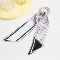 China Printed Silk Scarf Hair Circle Scrunchies 7x66cm 22g Women Hair Accessories Elastic Bowknot for sale