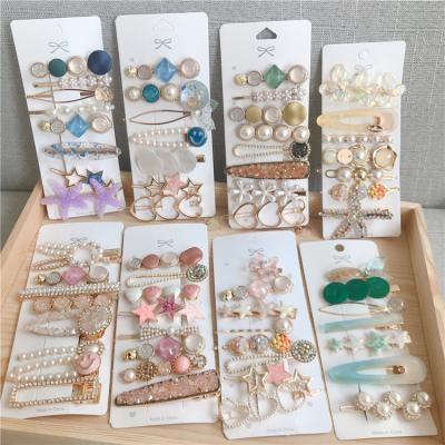 China Girls Geometric Decorative Hair Clips Claw Pins Pearl Set 20x9x2cm Metal Alloy for sale