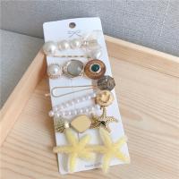 China Girls Geometric Decorative Hair Clips Claw Pins Pearl Set 20x9x2cm Metal Alloy for sale