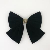 China Velvet Bow Decorative Hair Clip for Thick Hair Pure Color Red Metal Chain 22cm 24g for sale