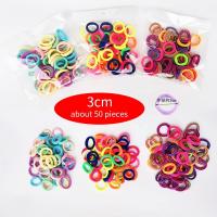 China Wholesale Nylon Hair Ties 50 Pcs Per Set 3cm Towel Elastic Baby Hair Bands for Girls for sale