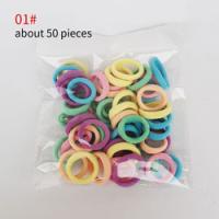 China Wholesale Nylon Hair Ties 50 Pcs Per Set 3cm Towel Elastic Baby Hair Bands for Girls for sale