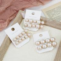 China Pearl Hair Clip Set 6.3cm Alloy Metal Hair Accessories for Women Girls Fashion Round Wedding for sale