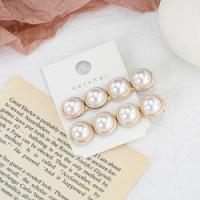 China Pearl Hair Clip Set 6.3cm Alloy Metal Hair Accessories for Women Girls Fashion Round Wedding for sale