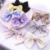 China Silk Satin Big Bow Hair Clip 13x14cm Women Hair Accessories OEM Custom Logo for sale