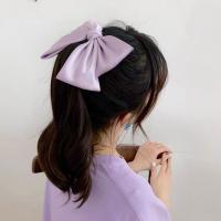 China Silk Satin Big Bow Hair Clip 13x14cm Women Hair Accessories OEM Custom Logo for sale