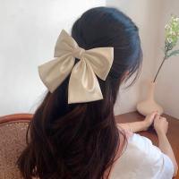 China Silk Satin Big Bow Hair Clip 13x14cm Women Hair Accessories OEM Custom Logo for sale