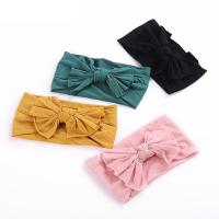 China Soft Nylon Wide Edge Knot Bow Headband for Baby Girls Kids 18cm Diameter for sale