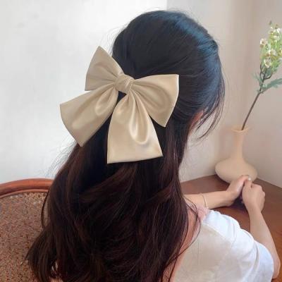 China Custom Satin Big Bows Hair Clips Bulk 13x14cm Metal Alloy Hair Accessories for Girls for sale