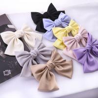 China Custom Satin Big Bows Hair Clips Bulk 13x14cm Metal Alloy Hair Accessories for Girls for sale