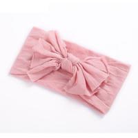 China Soft Nylon Wide Edge Knot Bow Headband for Baby Girls Kids 18cm Diameter for sale