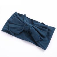 China Soft Nylon Wide Edge Knot Bow Headband for Baby Girls Kids 18cm Diameter for sale