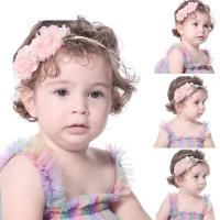 China Soft Elastic Baby Headband 12x6cm Nylon Pearl Rhinestone for Baby Girls Kids 0-3 Months for sale