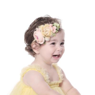 China Baby Girl Elastic Nylon Flower Headband 12x7cm Stretchy Hair Accessory for 3-24 Months for sale