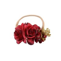 China Baby Girl Elastic Nylon Flower Headband 12x7cm Stretchy Hair Accessory for 3-24 Months for sale