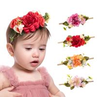 China Baby Girls Floral Headband 15x8cm Nylon Stretchable Hair Accessories for 3-24 Month Old for sale