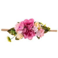 China Baby Girls Floral Headband 15x8cm Nylon Stretchable Hair Accessories for 3-24 Month Old for sale