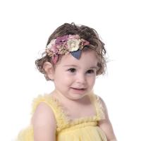 China Elastic Nylon Mesh Baby Hair Band with Pearl 13x6cm for Girls Wedding Accessories for sale